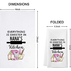 TSOTMO Nana Gift Nana Everything is Sweeter in Nana’s Kitchen Grandma Kitchen Towel Dish Towel (Sweeter Nana)