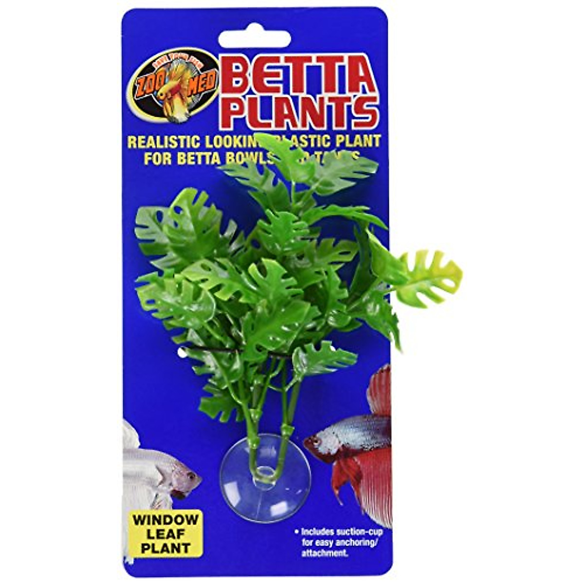 Zoo Med Betta Plant, Realistic Looking Window Leaf Plant for Fish Tanks Black 0.3 oz