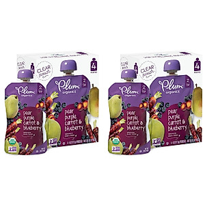 Plum Organics Baby Food, Blueberry, Pear & Purple Carrot, 4-Ounce Pouches (Pack of 24)