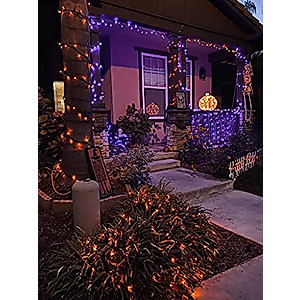 DecoBrite Halloween Solar Purple String Lights Outdoor 21ft (6.3m) 50 ct LED Mini Lights on Black Wire for Garden Tree Yard Patio Party Decoration (Purple)
