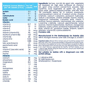 Kabrita Goat Milk Infant Formula - Easy to Digest Baby Formula 0-12 Months - Contains Prebiotics, Iron, DHA, Non-GMO - Gentle on Sensitive Tummies - Formula Supporting Gut Health & Sleep - 28Oz