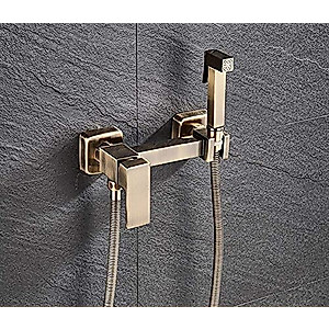icVantA Shower System Antique Bronze Bidet Shower Faucets Brass Hygienic Shower Spray Airbrush Tap Hot & Cold Mixer Toilet Spray Bidet ShowerRound Model，Square Model
