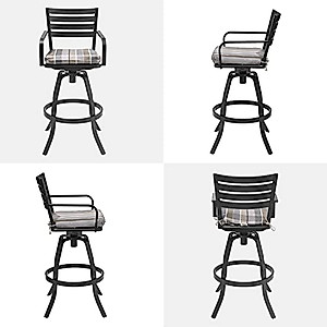 Pellebant Swivel Outdoor Bar Stools Set of 2, Patio Bar Dining Chairs with Cast Aluminum Frame, Sunbrella Cushion, Easy to Install, Champagne