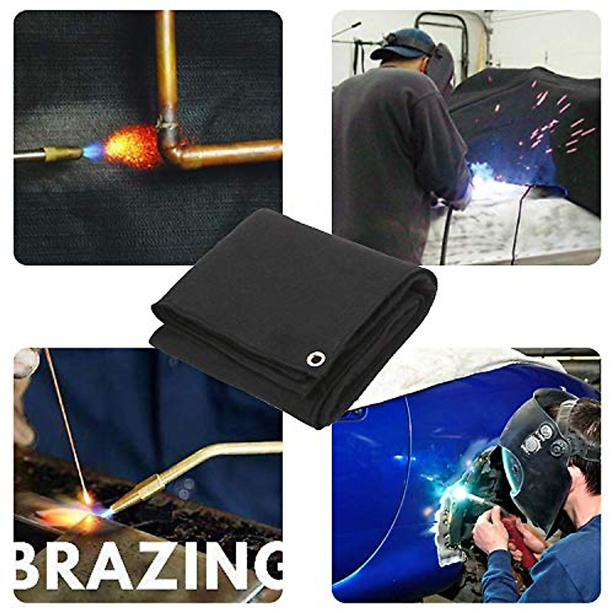 OASD 3x3FT 16 oz High Tempe Welding Felt 450GSM Carbon Fiber Welding Protective Blanket with the Pre-oxidation and Carbonization Treatment 3mm Thickness, Torch Shield Plumbing Heat and Grommets