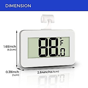 Mini Fridge Hanging Thermometer for Refrigerator Wireless with Magnet 2 Pack Digital Temperature Read