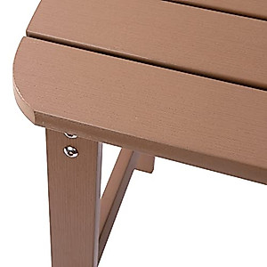 Flash Furniture Charlestown Tiered Commercial Poly Resin Adirondack Side Table - Natural Cedar - All-Weather - Indoor/Outdoor