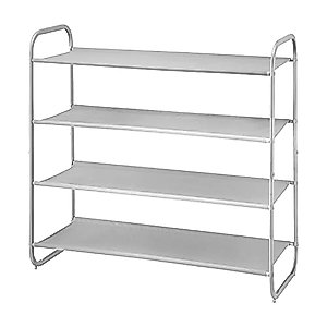 MAX Houser 4 Tier Shoe Rack Storage Organinzer 4 Shelf Shoe Rack Organizer，Entrance Fabric Shoe Shelf Small for Closet Entryway Hallway Bedroom(Light Gray)