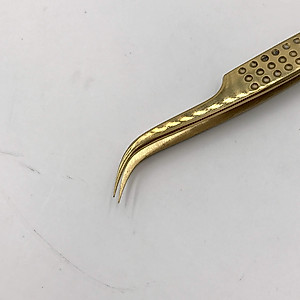 Tool Alement Japan Stainless Steel Plasma Coating 12cm Semi Curve Eyelash Tweezer G-JP12-8005