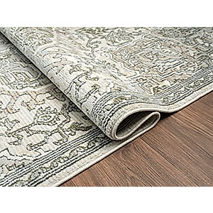 Abani Savoy Collection Area Rug - Beige/Green Vintage Design - 7'9" x 10'2" - Easy to Clean - Durable for Kids and Pets - Non-Shedding - Medium Pile - Soft Feel - for Living Room, Bedroom & Office