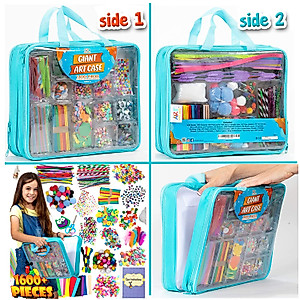 Arts and Crafts Supplies for Kids - 1600+Pcs Craft Kits for Kids - DIY School Craft Project for Kids Age 4 5 6 7 8-12 Gifts for Girls and Boys Crafts for Girls Ages 8-12 Arts Activities