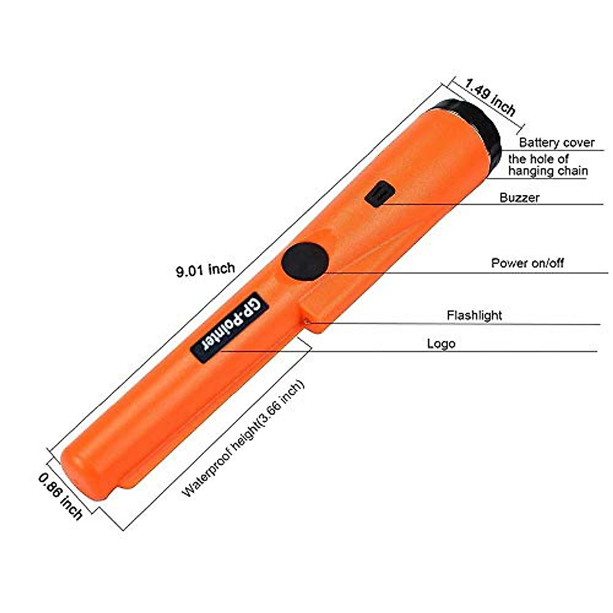 Metal Detector Handheld GP-Pointer with Belt and Holster Portable Include Battery 360° Scanning Unearthing Treasure Finder with High Sensitivity for Locating Gold Coin Silver Jewelry Fully Waterproof