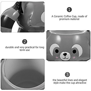 Luxshiny Cute Ceramic Coffee Mug 3D Raccoon Mug Tea Cup Hand Painted Animal Coffee Cappuccino Latte Cup Drinking Cups Milk Cups with Handle for Christmas Birthday Gift Grey