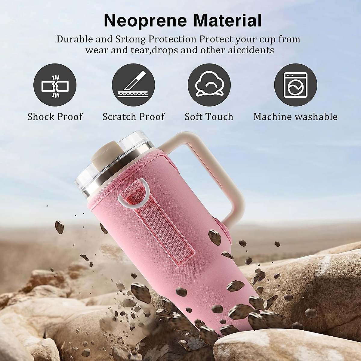 Stanley Cup Holder with Adjustable Shoulder Strap and Bag, Stanley Accessories for Adventure Quencher & H2.0 Flowstate Tumbler 40oz with Handle, 40 Oz Tumbler Sleeve, Stanley Cup Carrier