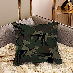 SARMSX Khaki Brown Stitched Leather Pillow Case for Sofa and Chair Camo Fashionable Graphic Uniform Sleek Leather Pillowcases for Minimalist Decor 16x16 inches
