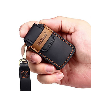 SANRILY Leather Key Fob Case, Blue - Premium Crazy Horse for Honda Odyssey 7 Buttons Smart Key 2018-2022 Keyless Protection, Unisex Accessory