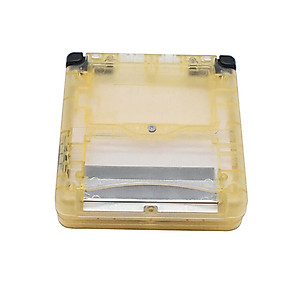 Cowhilan Replacement Clear Full Housing Shell Case Compatible with Gameboy Advance SP GBA SP Console, Send with Game Card Shell, Transparent Yellow