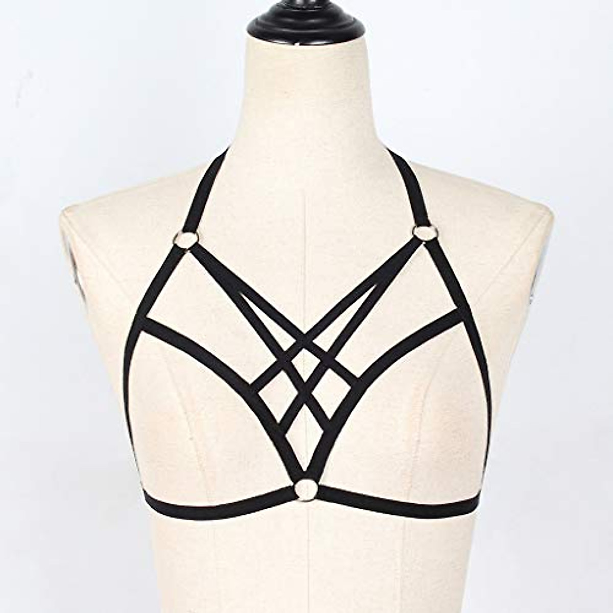 Toxz Alluring Women Cage Bra Elastic Cage Underwear Strappy Hollow Out Lingerie Bustier,Camisole Open Cup Lingerie,Plunging Eyelash