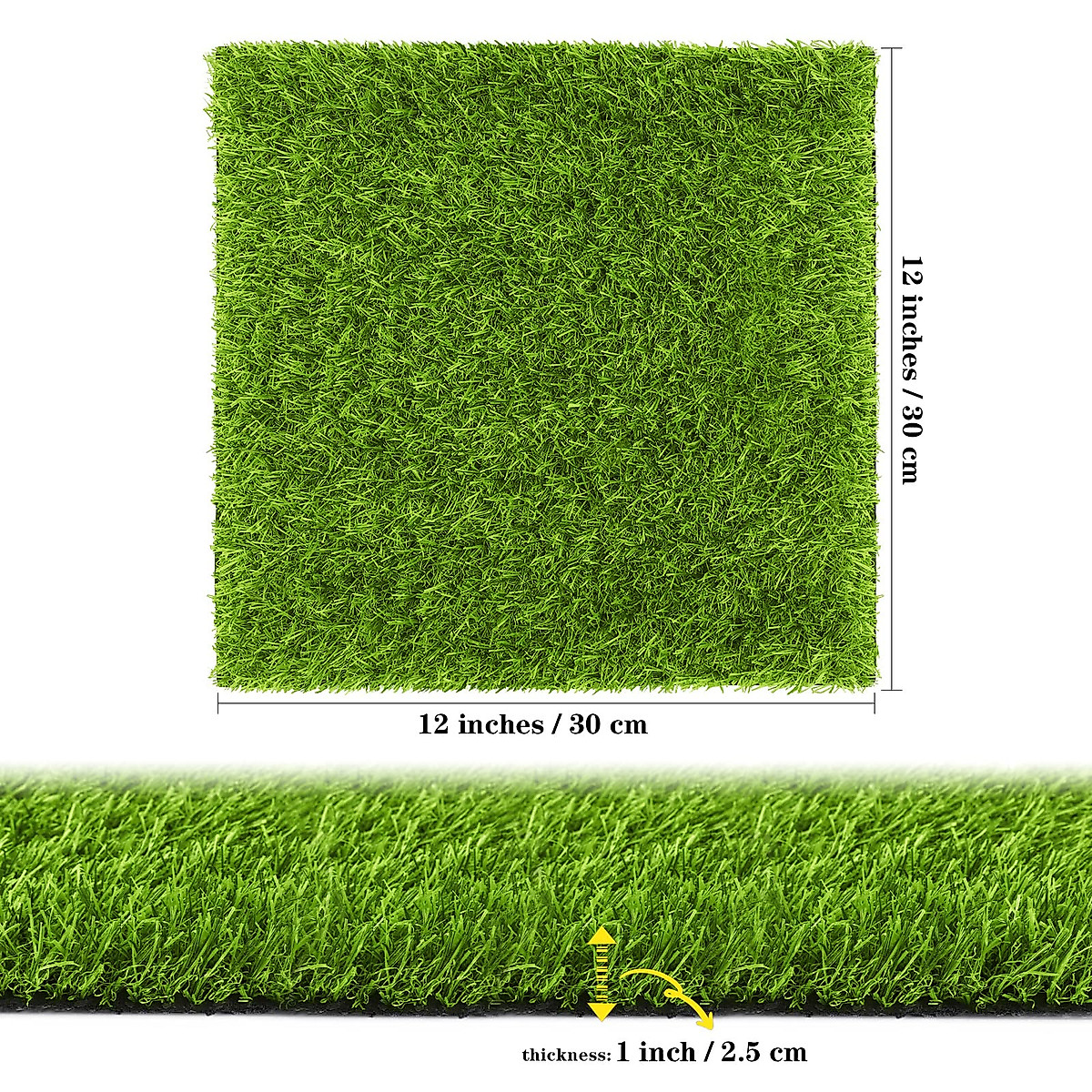 TURSTIN 6 Packs Artificial Grass Square Mat 12 x 12 Inch Fake Grass Turf Patch with Drainage Hole Synthetic Garden Grass Tiles Realistic Grass Rug for DIY Indoor Outdoor