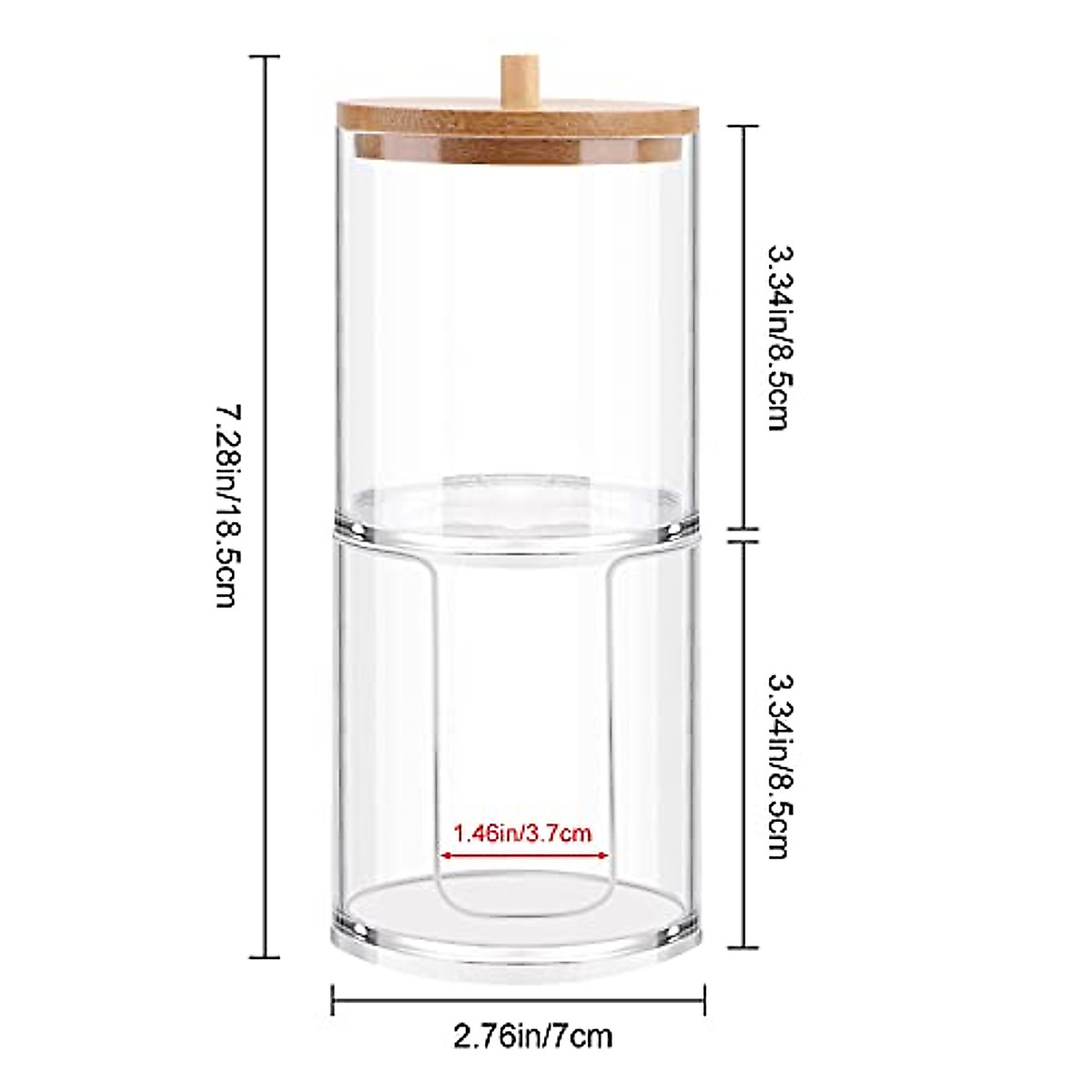 TCJJ Acrylic Disposable Cotton Round Pad Holder and Qtip Holder Set with Bamboo Mirror Lid, Stackable, Clear Plastic Bathroom Vanity Organizer for Makeup Cotton Pad Swab Ball