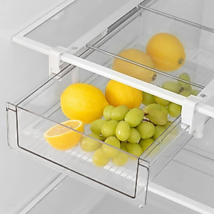 BIINONE Large Fridge Drawer Organizer 14in-20in Upgradation Refrigerator Undershelf Drawer, Extra-Deep Storage Deli Meat, Cheese, Eggs, Fruit, Vegetable