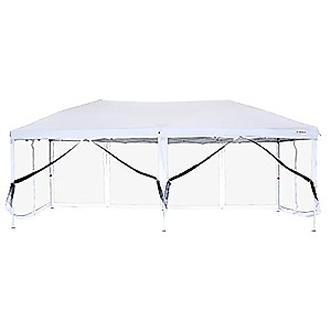 VINGLI 10x20 Pop Up Canopy with Sidewalls Wheeled Bag Pop Up Screen Tent Camping Gazebo Screened in Canopy for Camping Canopy Tent with Netting (White)