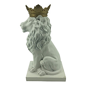 Comfy Hour Wildlife Collection 15" Lion Figurine, King of Forest Statue Sculpture, Home Decoration, Black & Gold, Resin Stone