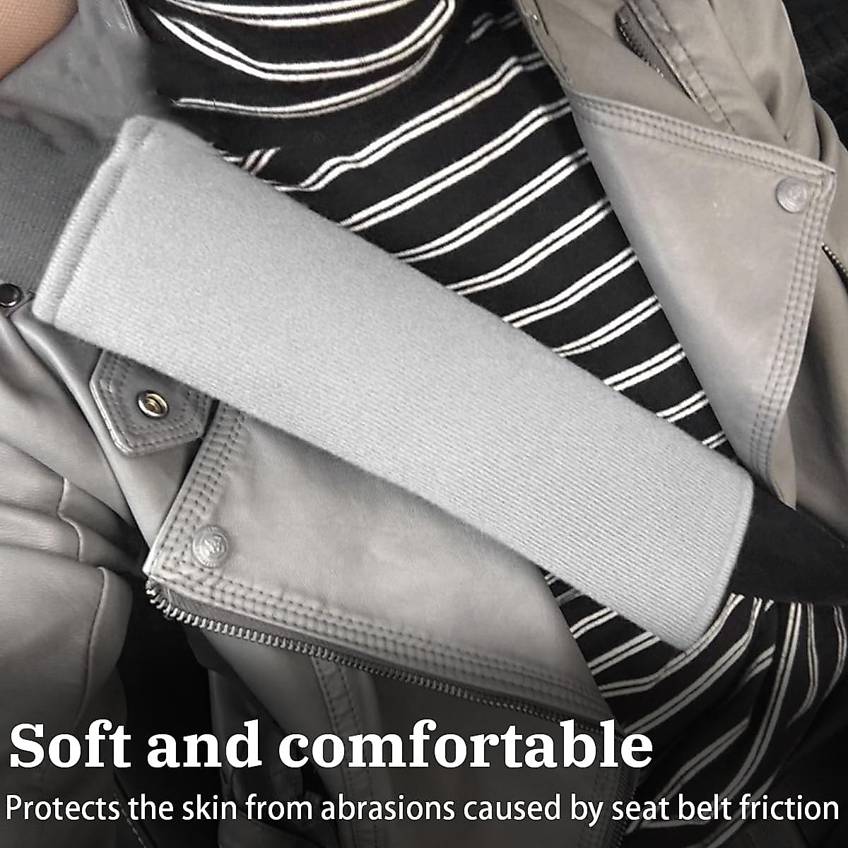 BESULEN Auto Seat Belt Cover, 2 Pack Car Safety Seatbelt Shoulder Pad for More Comfortable Driving, Universal Soft Harness Pad for Backpack Handbag Camera Straps, Compatible with All Cars (Gray)