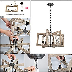 RUZINIU Farmhouse Chandelier for Dining Room, 6-Light Farmhouse Light Fixture for Kitchen Island, 20" Dia