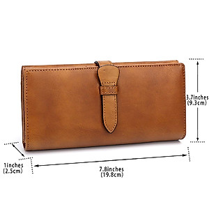 Genuine Leather Wallet Women long Purse Clutch Vintage Cowhide Handmade Card Holder Organizer (Brown)