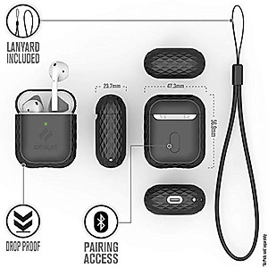 Catalyst Lanyard Case for AirPods 1 & 2 Silicone AirPods Case Cover, Lanyard Included, Extra Grippy High Gloss Surface Finish
