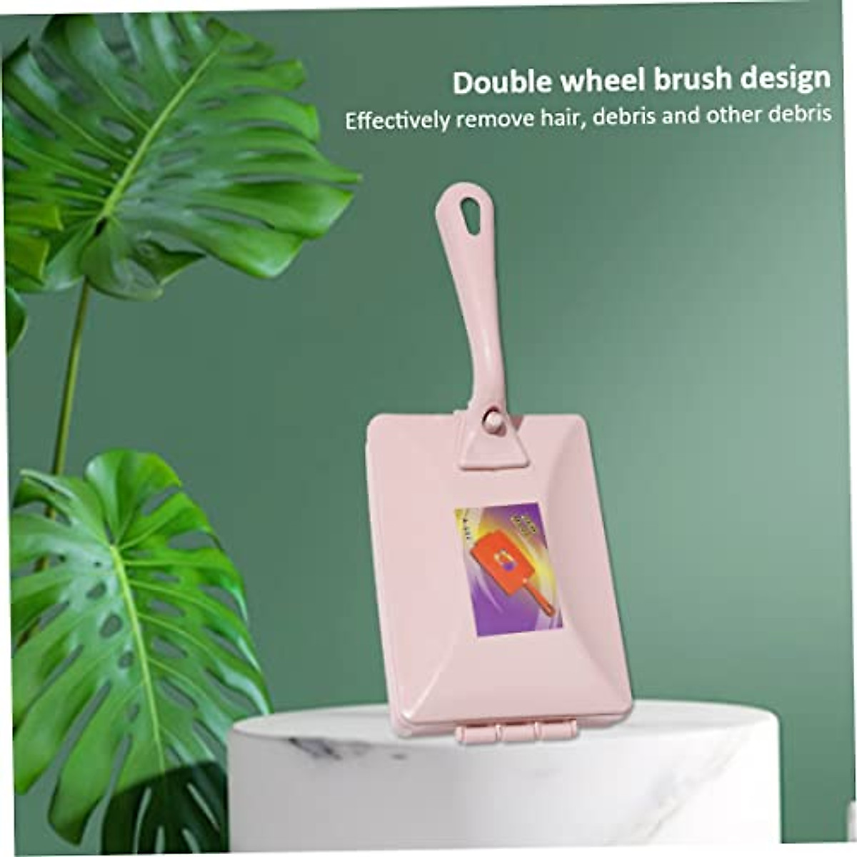 Havamoasa Carpet Debris Brush Double-Roller Sofa Sweeper Handheld Dusting Cleaner Pink