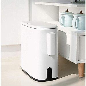 Trash Can with Lid 11 Liter Double Barrel Waste Basket Rectangular Garbage Container Bin for Bathroom Bedroom Kitchen and Office Removable Liner Bucket (Color : White)