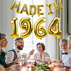Zirtorei 60th Birthday Balloon Banner Decorations for Men Women, Gold Made in 1964 Balloon Happy 60 Birthday Sign Party Supplies, Sixty Year Old Birthday Photo Props Background Decor
