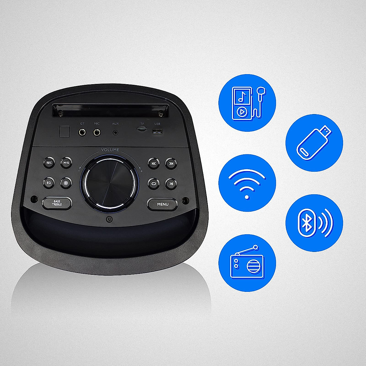 Portable Karaoke Speaker Karaoke Machine System 200 Watt Peak Power Bluetooth for Adults Kids PA Stereo with Dual 6.5" Woofer, DJ Lights, 2 Wireless Mics, LCD Screen, Recording/MP3/USB/TF