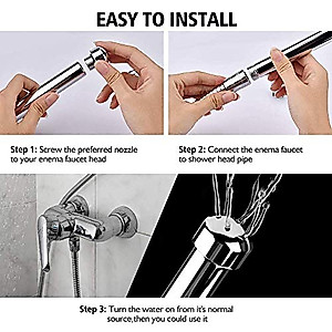 Handheld Shower with Faucet Douche Attachments, Shower 3 Heads in Aluminium - with Faucet Splitter, 59 inch Hose and Hook up Toilet or Wall Mount