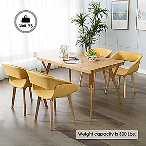 ivinta Modern Dining Room Chair Set of 2 for Kitchen, Mid-Century Upholstered Fabric Accent Chair with Solid Wood Legs