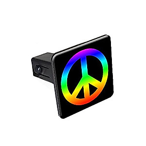 Peace Sign Rainbow Tow Trailer Hitch Cover Plug Insert 2"