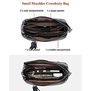 Over Earth Genuine Leather Handbags for Women Crossbody Purse Ladies Small Hobo Shoulder Bag(O111-2E Black)