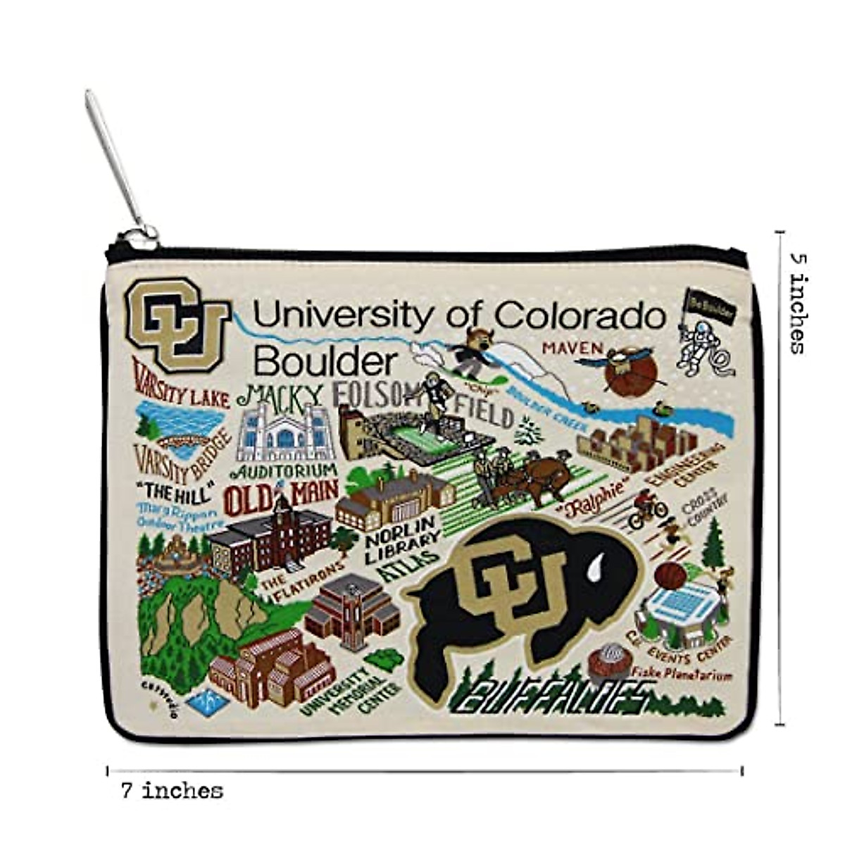 Catstudio University of Colorado Boulder Collegiate Zipper Pouch Purse | Holds Your Phone, Coins, Pencils, Makeup, Dog Treats, & Tech Tools