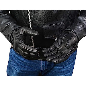 Milwaukee Leather Men's Black Leather ‘Reflective Skull’ Motorcycle Hand Gloves W/Gel Padded Palm MG7570 - Large