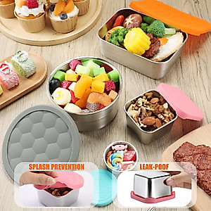 RimCereal 4 Pcs Stainless Steel Lunch Containers with Lids Metal Lunch Box Leakproof Salad Snack Containers for Kids