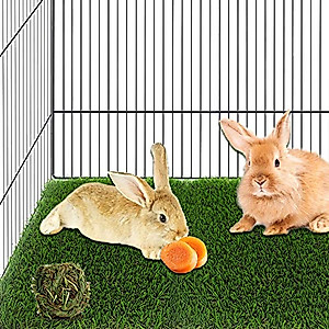 kathson Artificial Grass Turf Tile,2Pcs Rabbit Grass Mat with Upgrade Interlocking System Self-drainingSuitable for Bunny,Dogs and Cats(11.8 x11.8 Inches