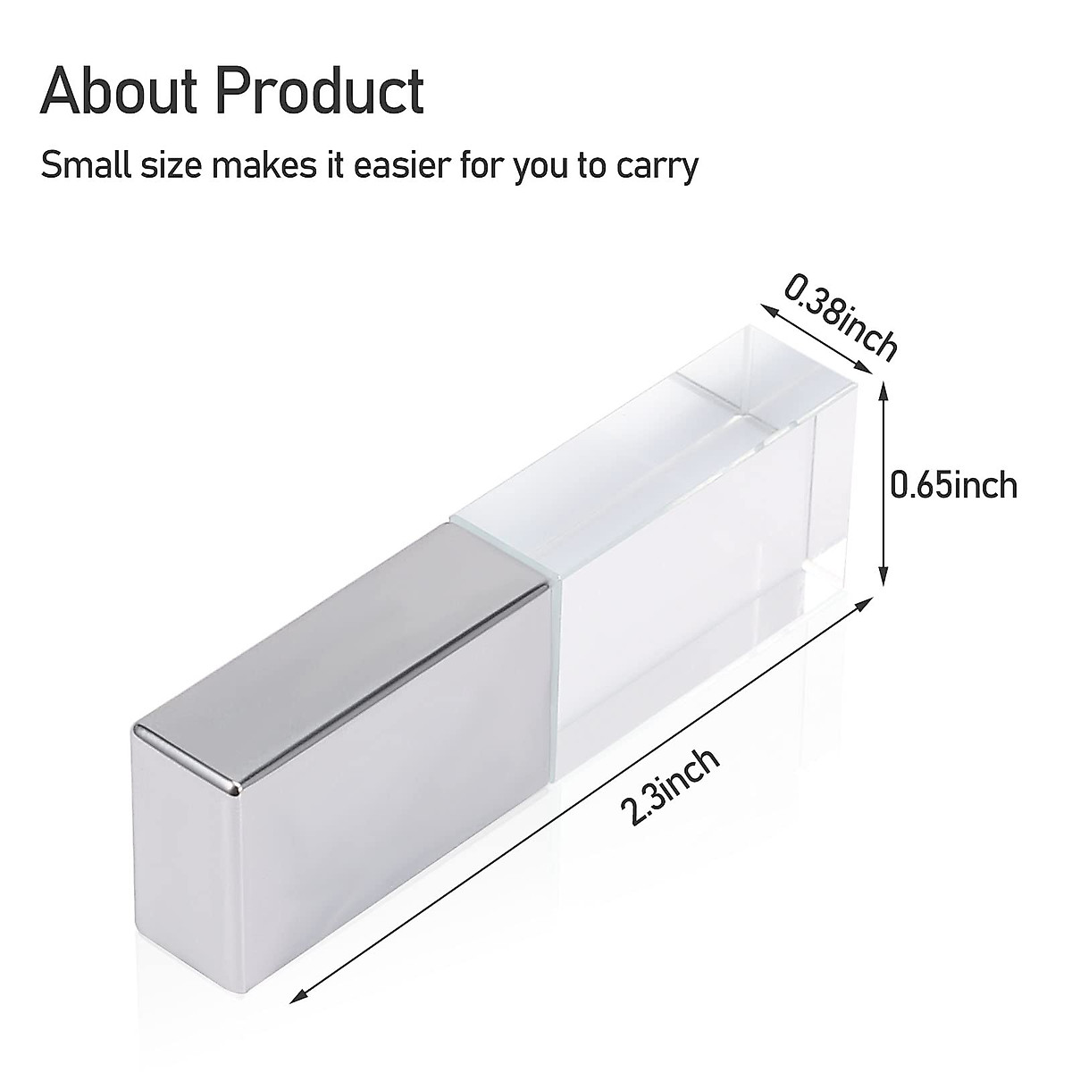 Laak 16GB New Crystal Transparent Rectangle Genuine USB Flash Drive 3.0 Wedding Gift Pendrive,Silver