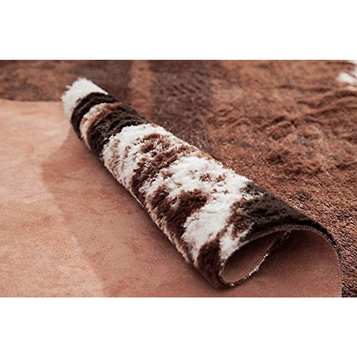 NativeSkins Faux Cowhide Rug (4.6ft x 6.6ft) - Cow Print Area Rug with Faux Suede No-Slip Backing (Brown)