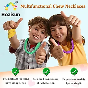 Chew Necklaces for Sensory Kids, Cloth Fabric Necklace Oral Toys for Boys Girls Alternative to Chewing, Terry Absorbent Chewy Toy Autism for ADHD SPD Fidgeting 6 Pack