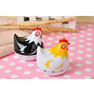 Cartoon Hen Mechanical Timers 60 Minutes Kitchen Cooking Timer Clock Loud Alarm Counters Mini Size Manual Timer for Study (Black)