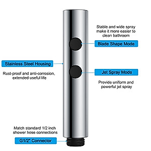 Handheld Bidet Sprayer Head Only, Biveah 2 Function Stainless Steel Muslim Shower Spray Bidet Wand Attachment for Toilet, Chrome, KXS020C