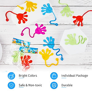 FLMRIOY 50 Pcs Sticky Hands Toys for Kids - Smile Face Stretchy Hands for Christmas Stocking Stuffers, Treasure Box Fillers, Classroom Prizes