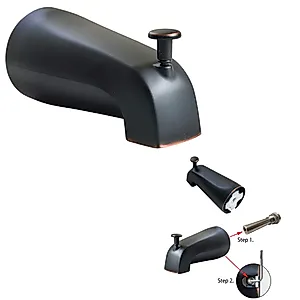 SENTO Slip On Oil Bronze Universal Bathroom Tub Spout with Diverter, Durable Heavy Duty Metal Bathtub Faucet with Shower Diverter - 4 Inches 1/2" Copper Pipe, Oil-Rubbed Bronze