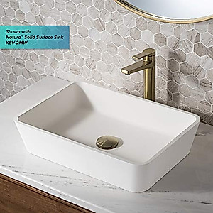 KRAUS Indy Single Handle Vessel Bathroom Faucet and Pop Up Drain in Brushed Gold, KVF-1400BG-PU-10BG
